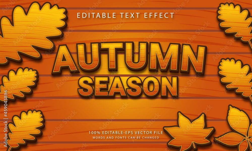 Autumn season texture wood 3d text style effect Stock Vector | Adobe Stock