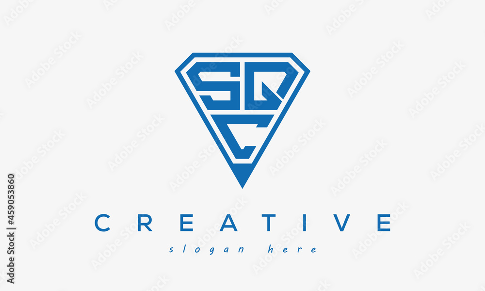 initial letters logo SQC black monogram diamond pentagon shape Stock ...