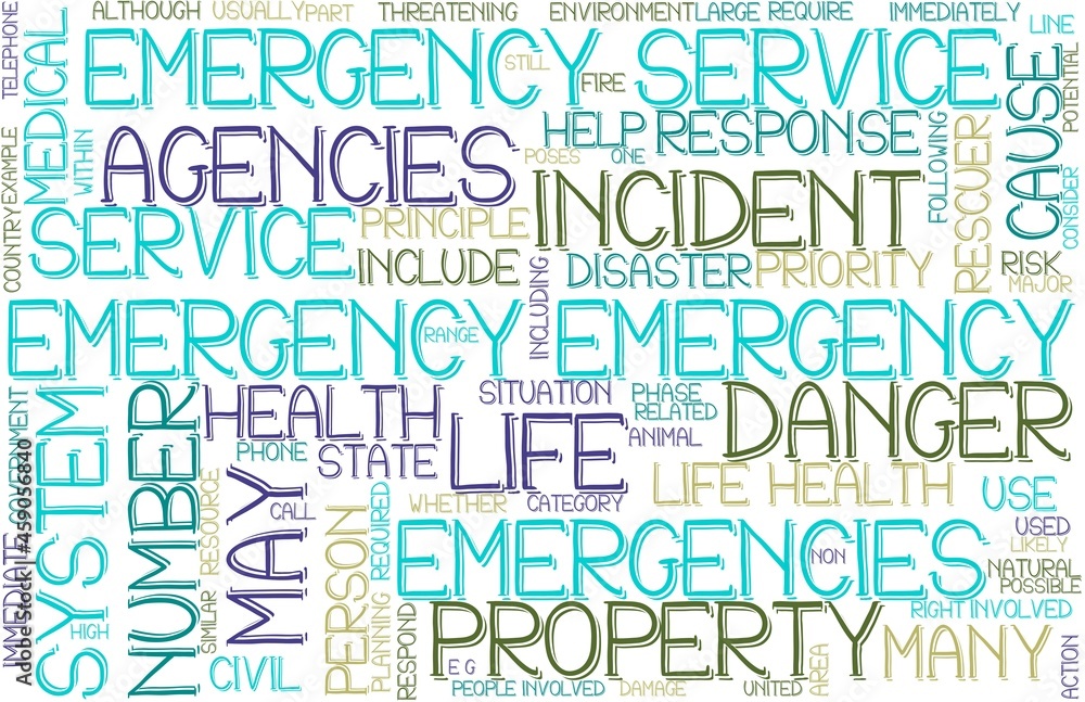 Emergency Wordcloud Banner, Wallpaper, Background, Book Cover, Wordart ...