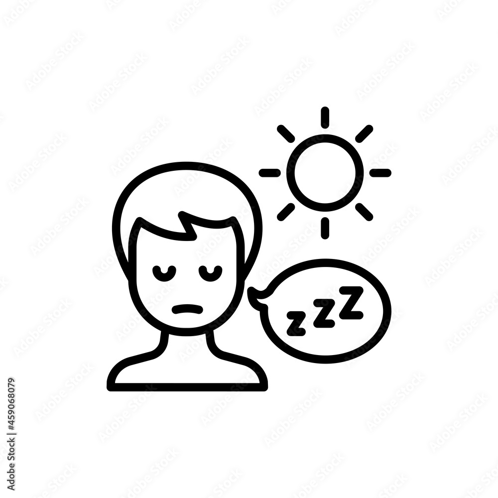 Drowsiness thin line icon. Abnormal sleepiness during the day. Illness ...