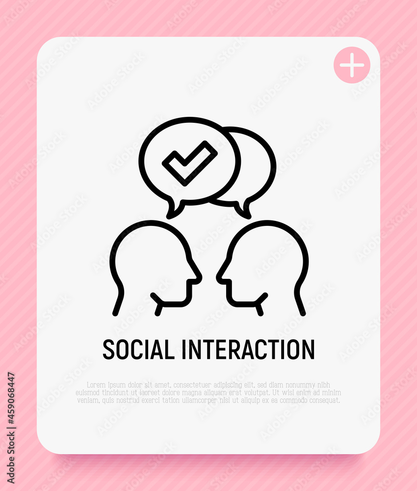 Communication and understanding each other thin line icon, two ...