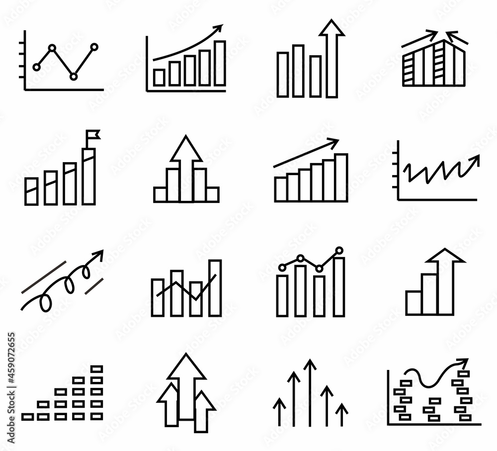 growth modern icons. Trendy design. Pack of chart and graph icons ...