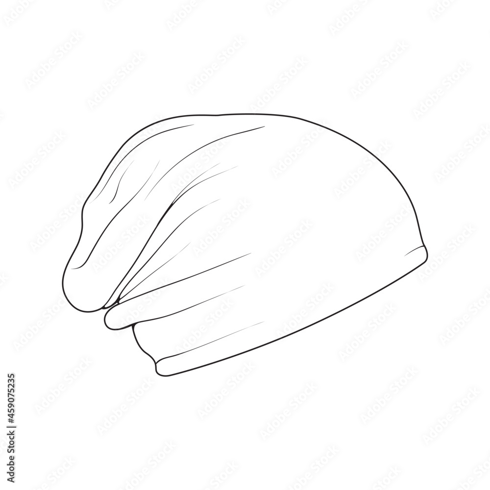 beanie hat outline drawing vector, beanie hat in a sketch style ...