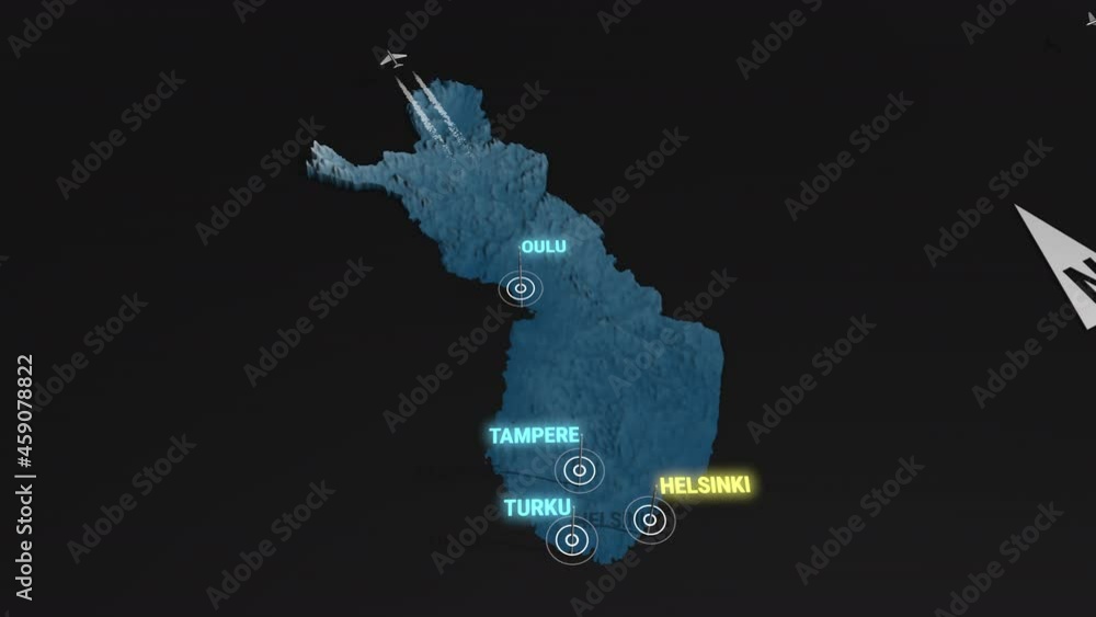 Seamless looping animation of the 3d terrain map at nighttime of ...