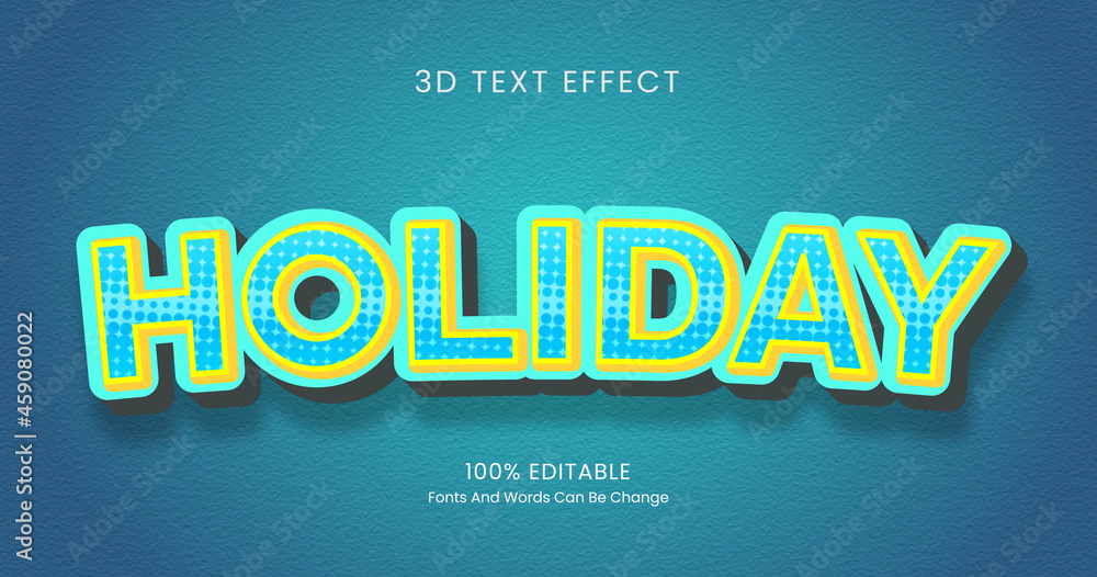 Holiday 3D Text Effect Free Editable vector Stock Vector | Adobe Stock