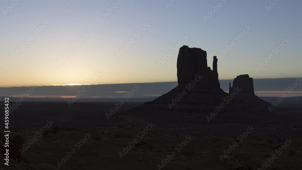 Iconic Wild West cinematic landscape in morning sun shine. Time lapse ...