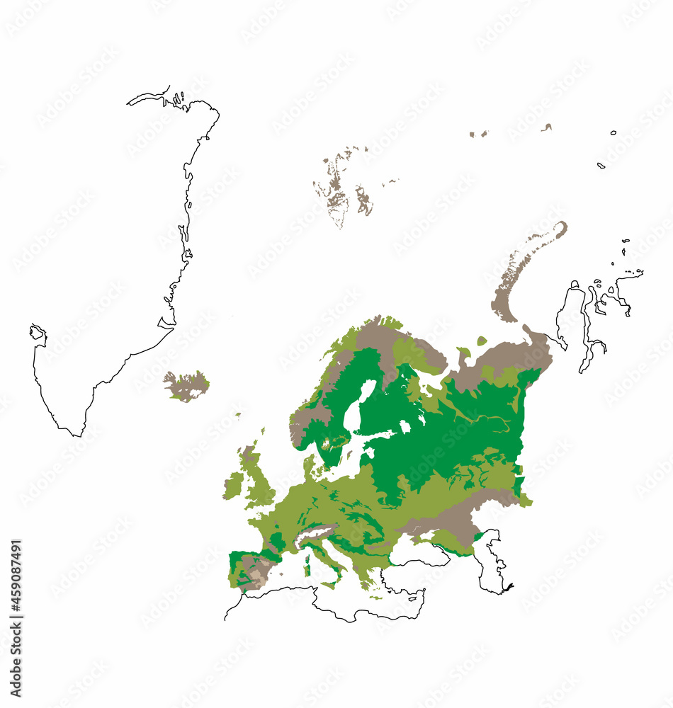 Map of Europe - Habitat distribution - Flat vector isolated Stock ...