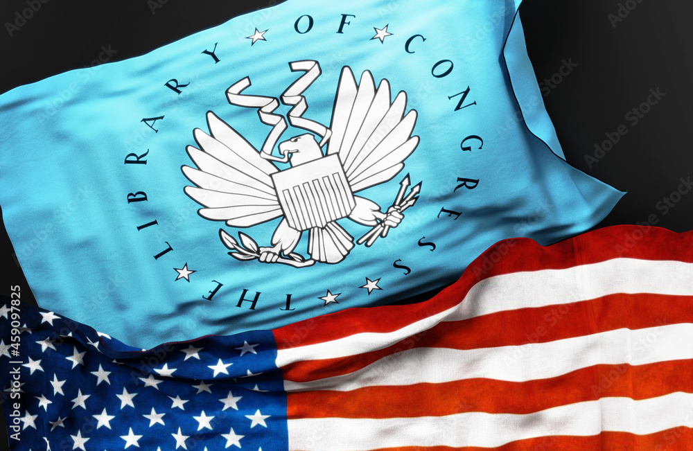 Flag of the United States Library of Congress 2 along with a flag of ...