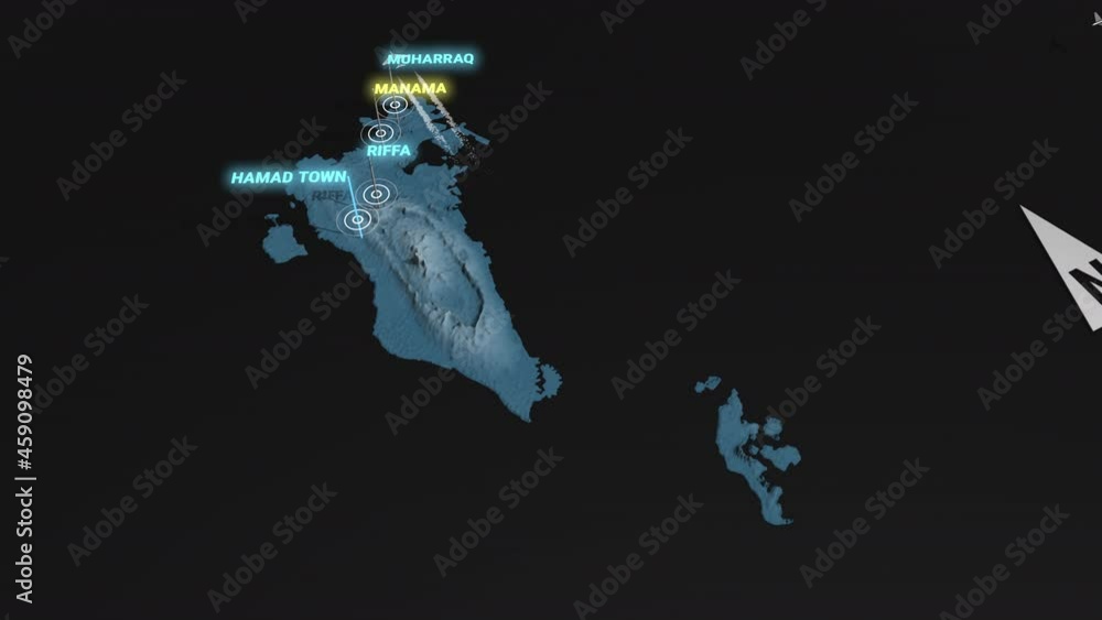 Seamless looping animation of the 3d terrain map at nighttime of ...