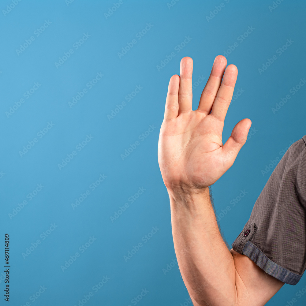 Vulcan salute, greeting from the TV series star Trek, live long and ...