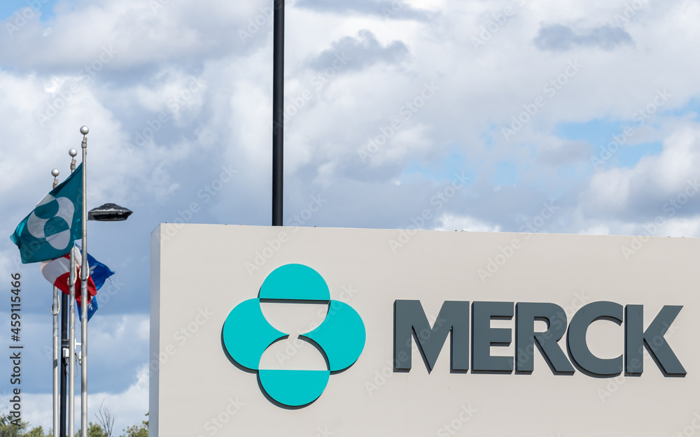 Kirkland, Quebec, Canada - September 3, 2021: Close up of Merck sign at ...