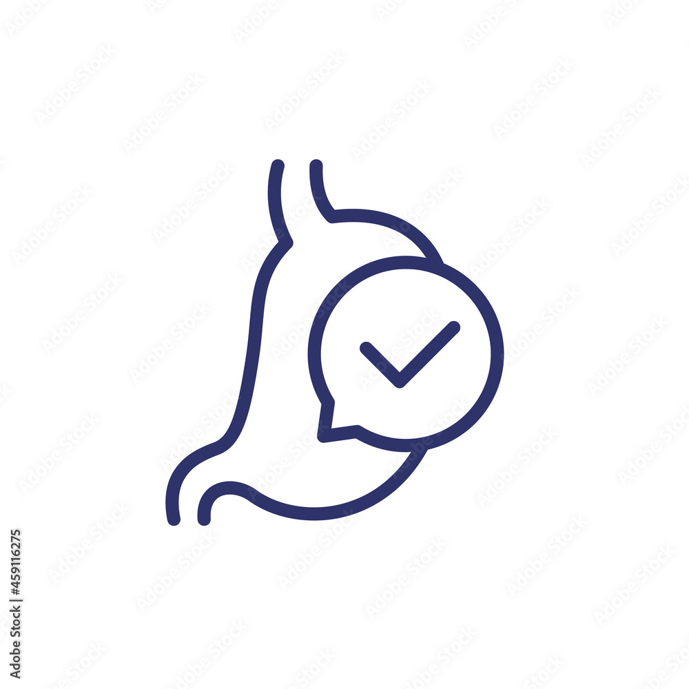 good digestion icon with a stomach, line vector Stock Vector | Adobe Stock