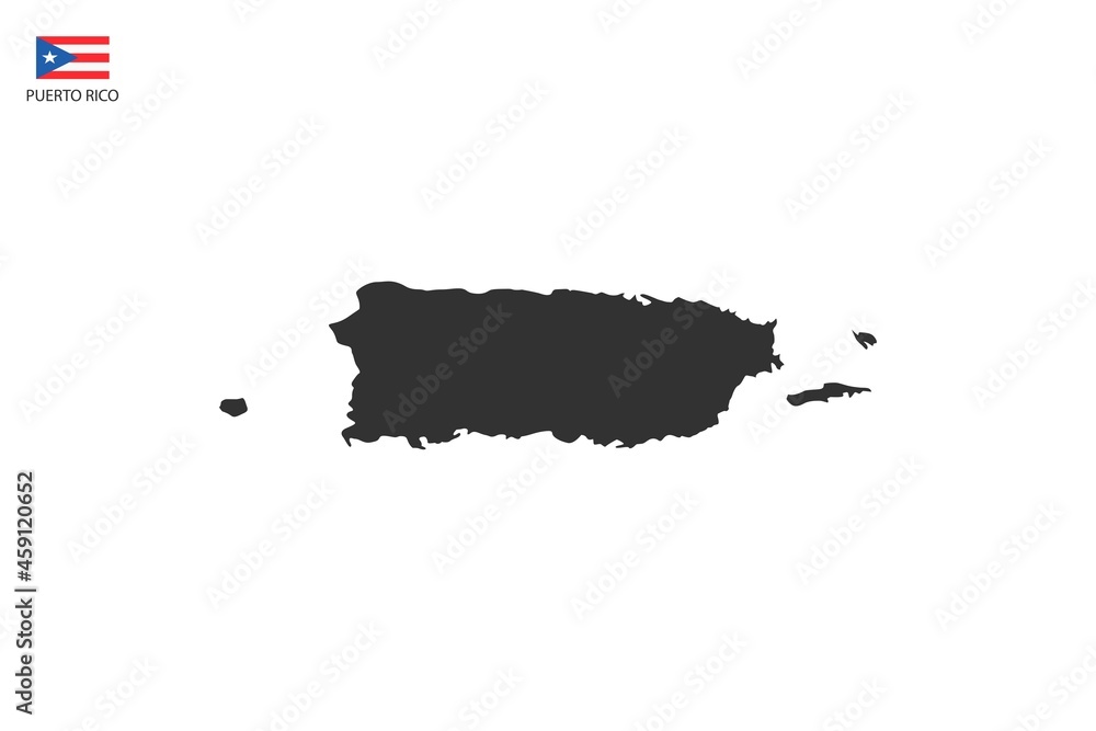 Puerto Rico black shadow map vector on white background and country ...