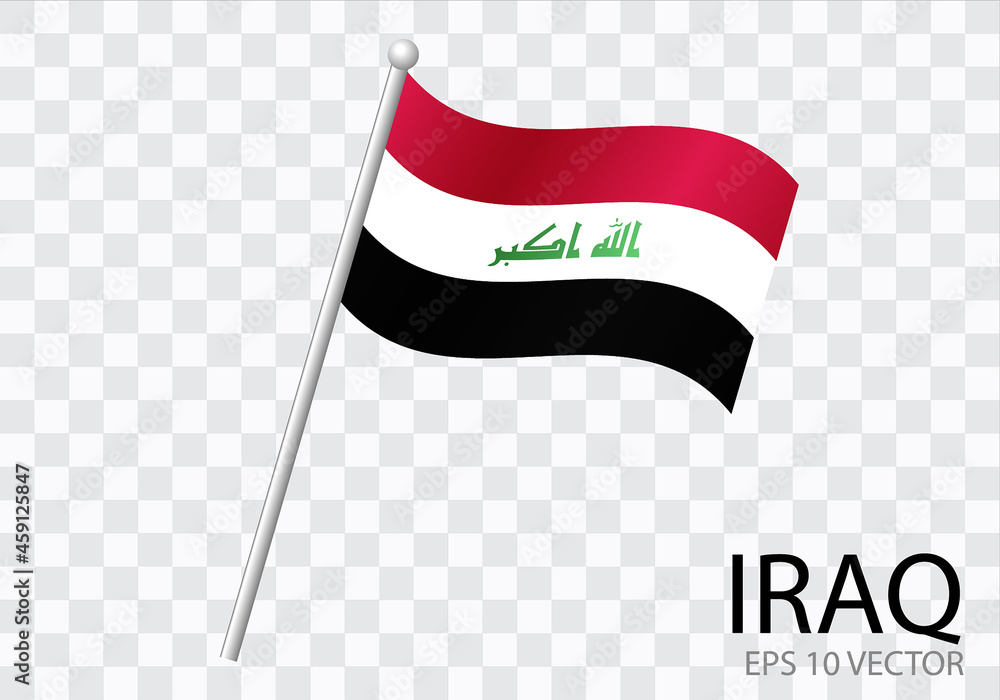 Flag of IRAQ with flag pole waving in wind.Vector illustration Stock ...