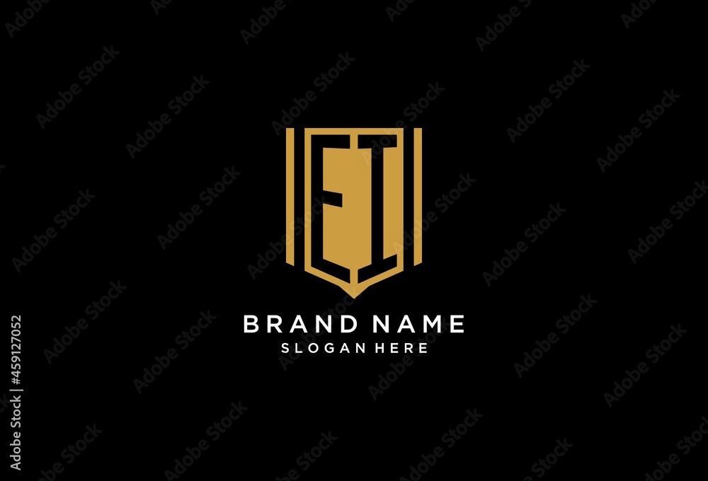 EI monogram logo with geometric shield icon design Stock Vector | Adobe ...