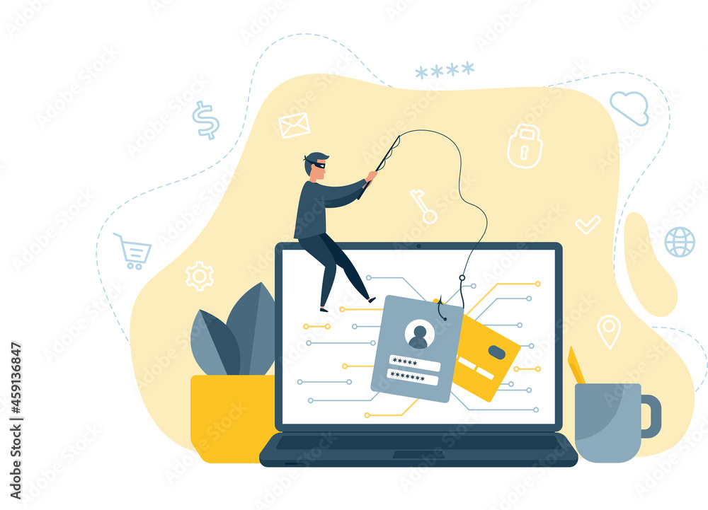 Concept of online fraud, phishing, hacking account. Cyber crime - personal data hacking Stock ...