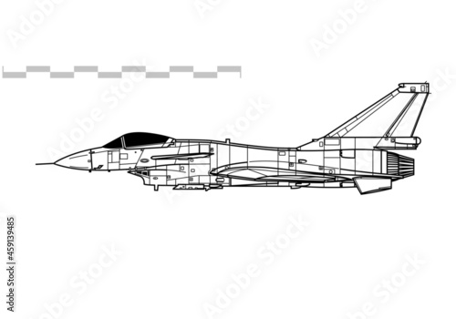Chengdu J-10 Vigorous Dragon, F-10 Vanguard, Firebird. Vector drawing ...