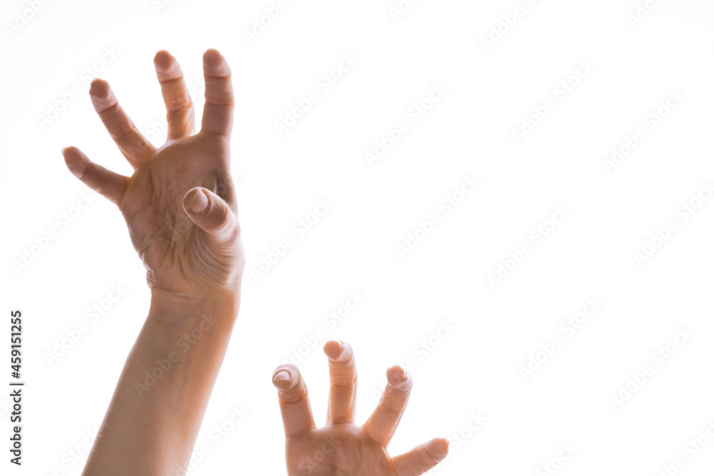 Zombie hands attack, grabbing something hands with crooked fingers ...