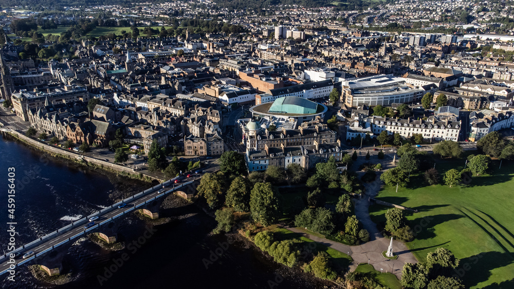 Perth, Scotland and the River Tay by drone. Stock Photo | Adobe Stock