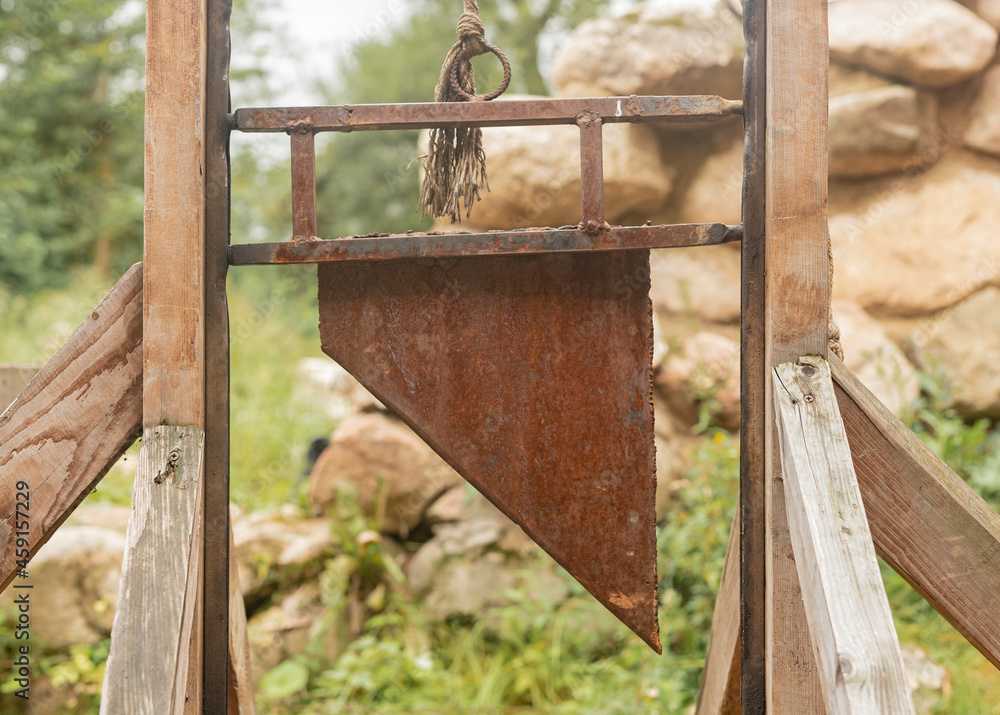 Guillotine, medieval decapitated equipment for punishment, blade ...