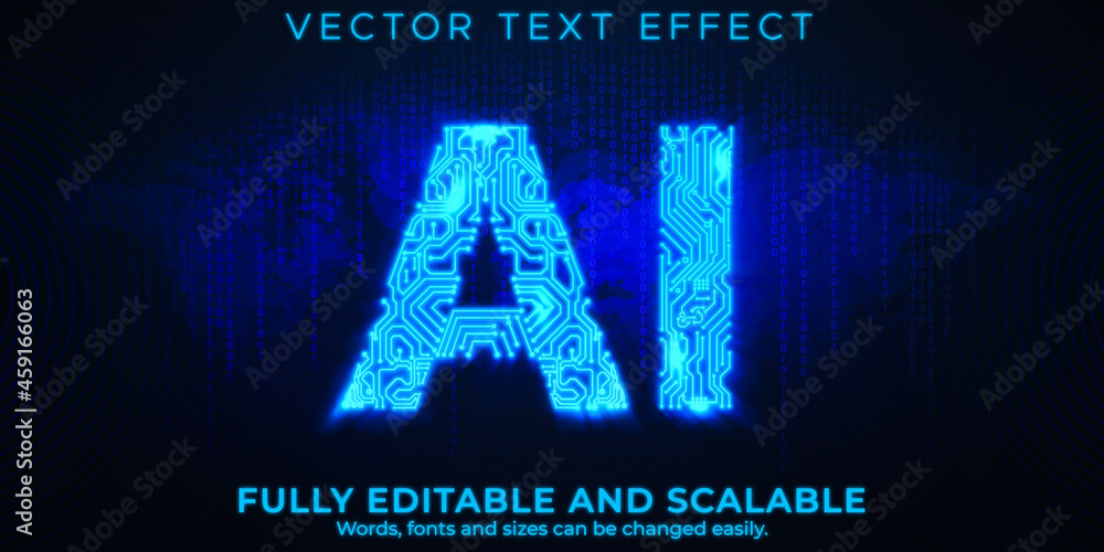 Artificial intelligence text effect, editable technology and science ...