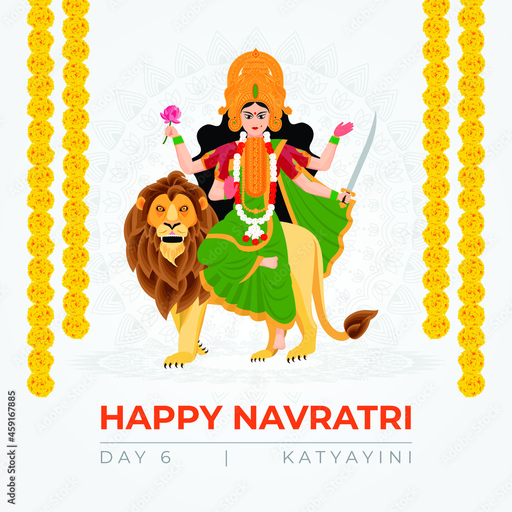 Navratri illustration of Maa Durga in Happy Navratri with goddess ...