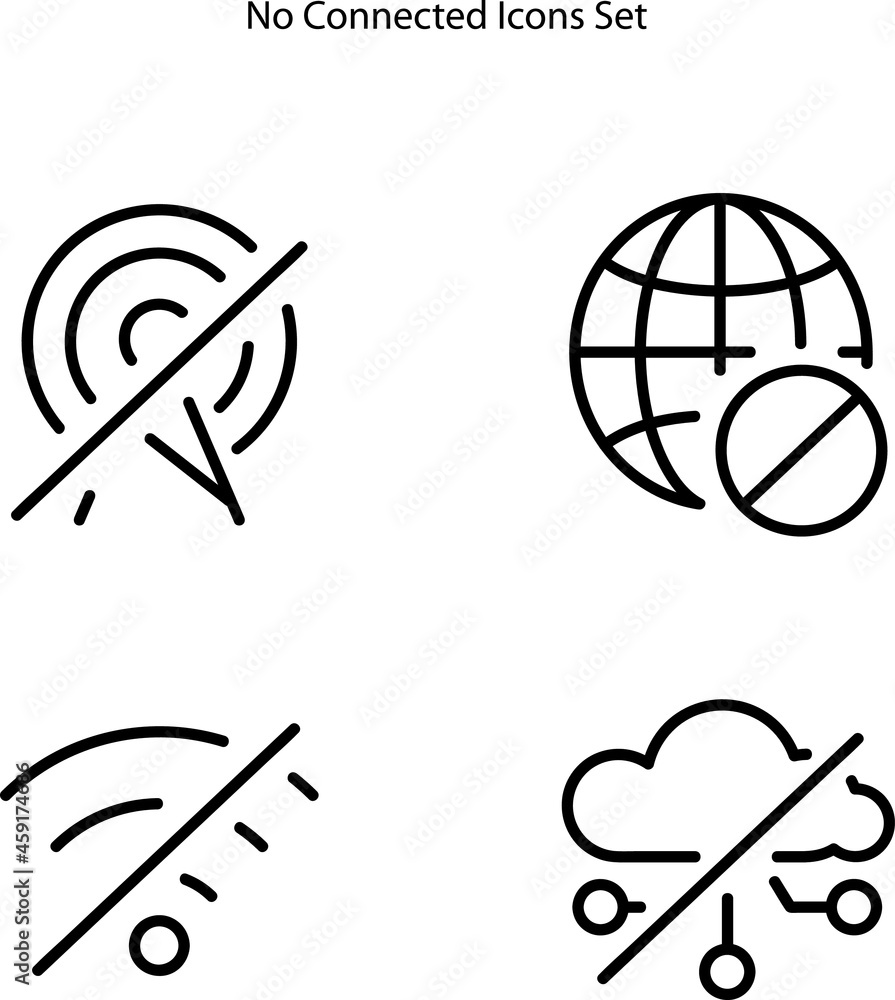 no connection icons set isolated on white background. no connection ...