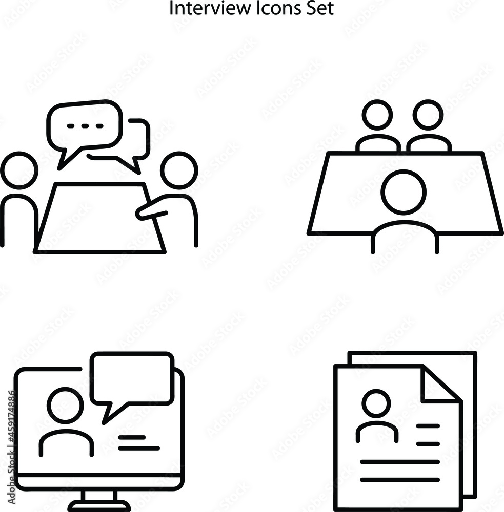 interview icons set isolated on white background. interview icon thin ...