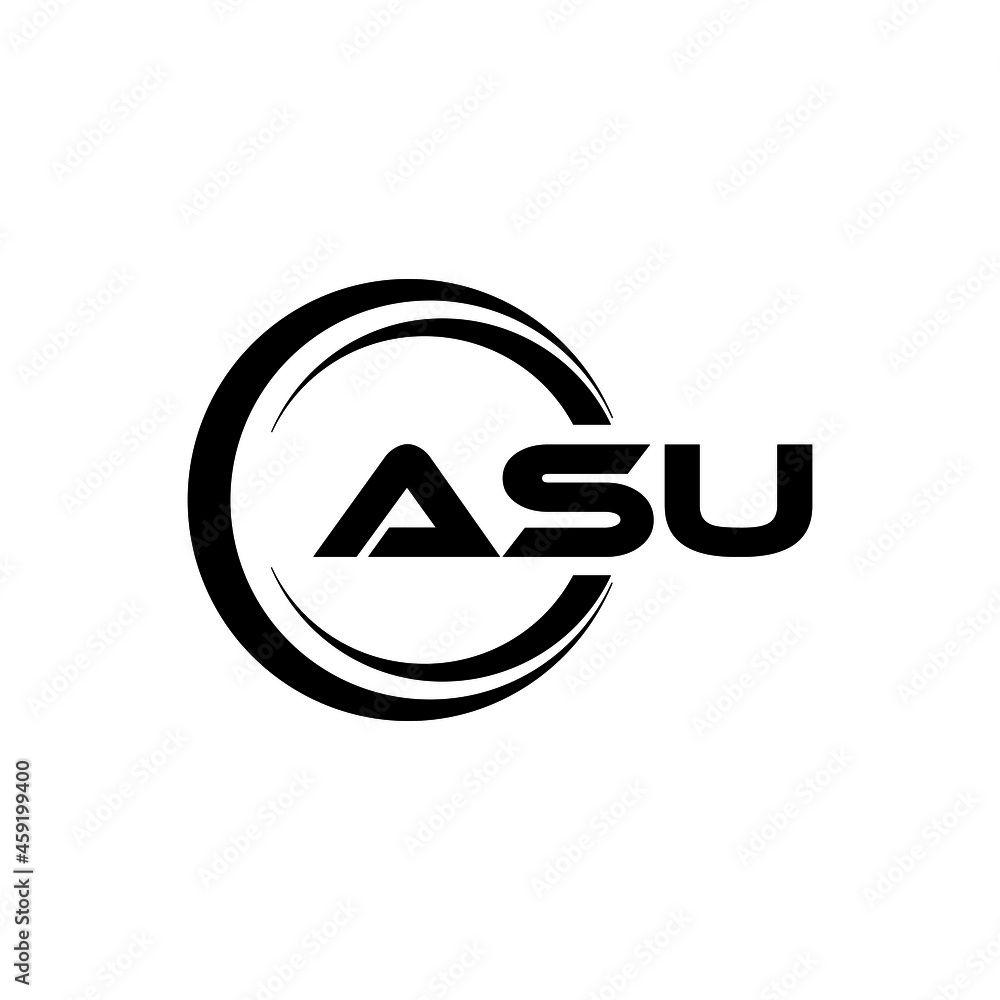 ASU letter logo design with white background in illustrator, vector ...