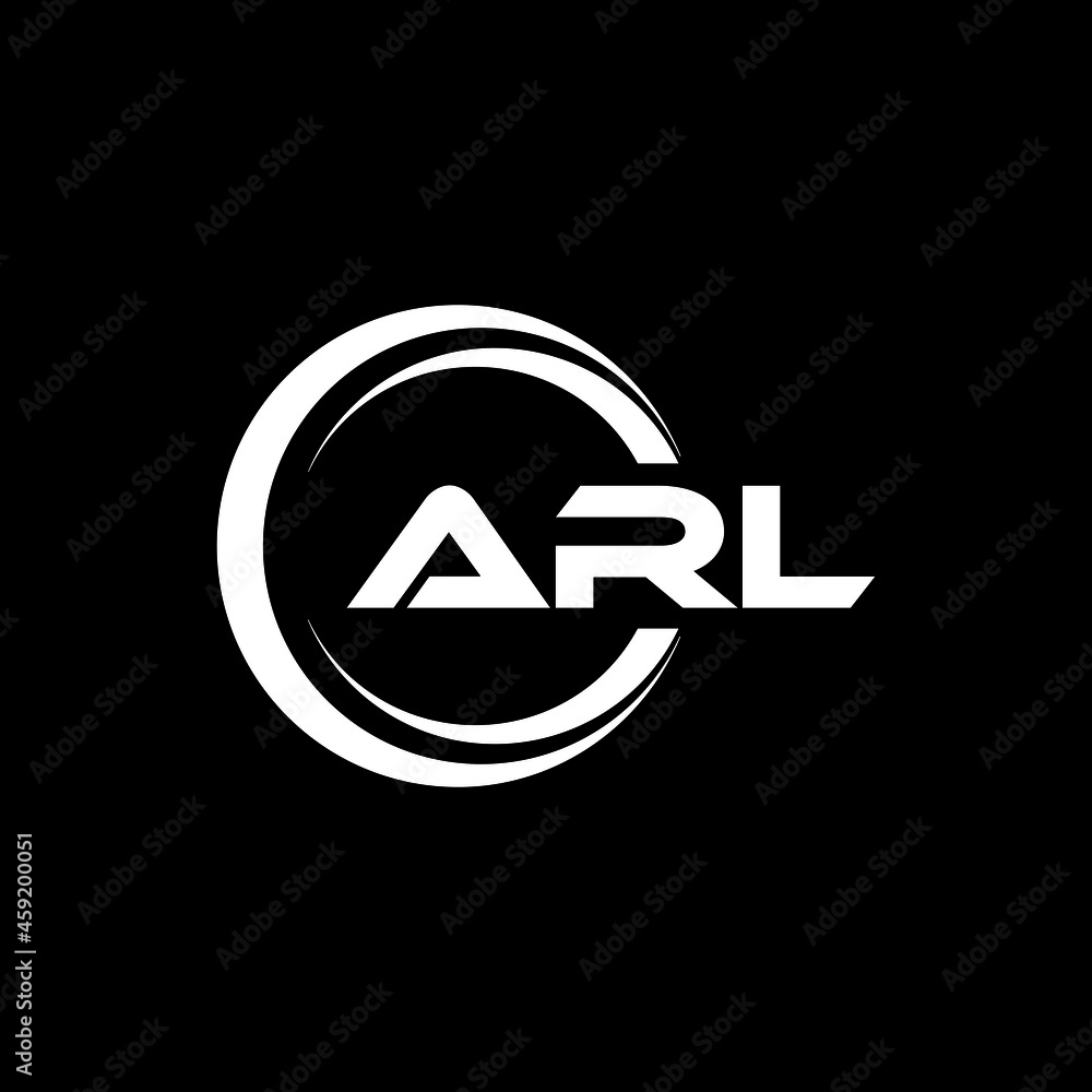 ARL letter logo design with black background in illustrator, vector ...