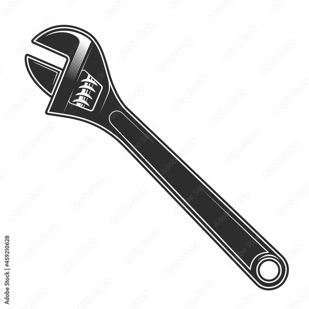 Wrench tools vector icon. Plumbing Key tool isolated on white ...