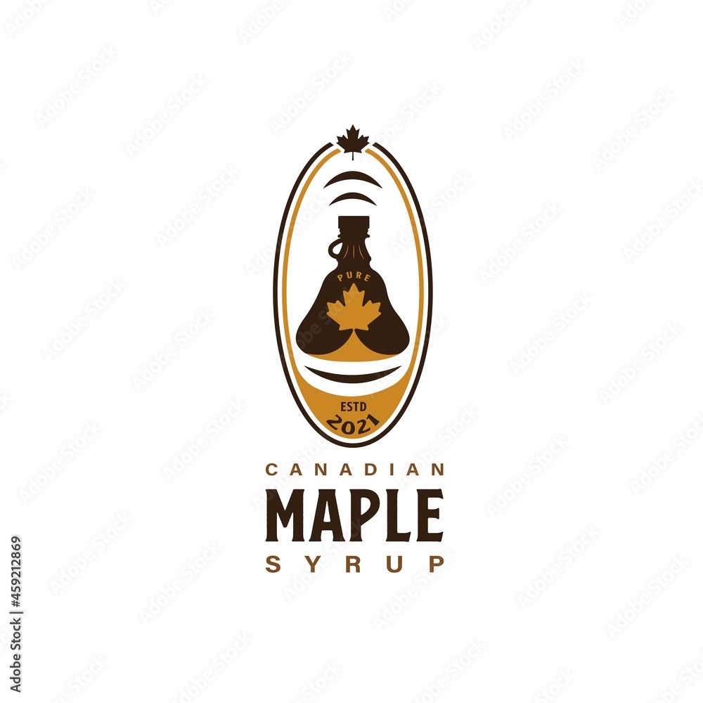 Vintage Retro Style for Maple Syrup Logo Design. With maple leaf ...