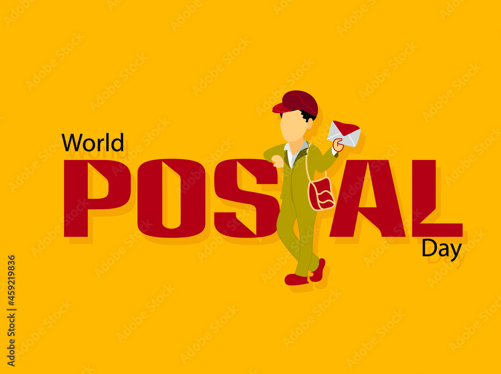 World Postal Day. Postman banner and poster design for social media and ...
