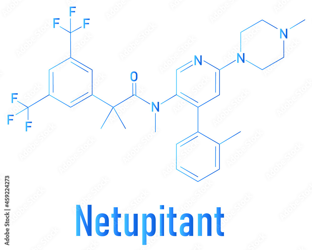 Netupitant drug molecule. NK1 receptor antagonist, used in combination ...