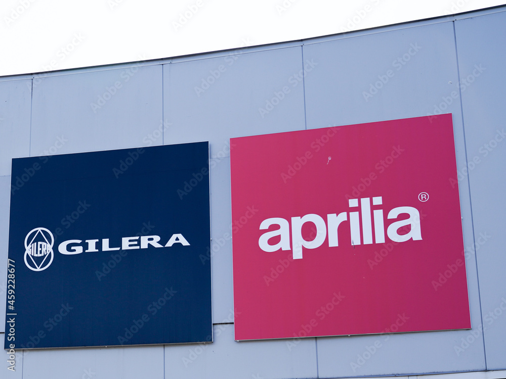 Aprilia gilera Italian motorcycle company sign logo and brand text ...