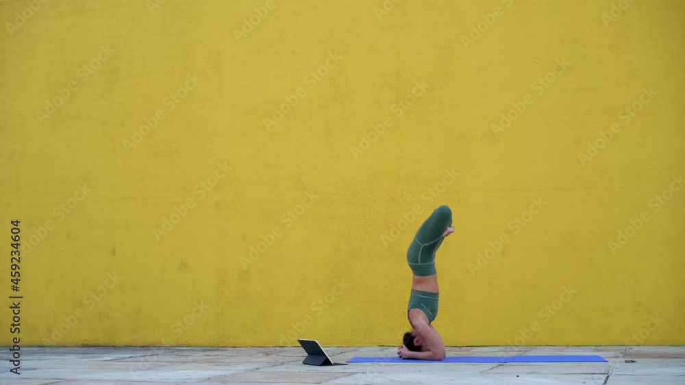 Video Stock Young 20s caucasian woman relaxing body muscles in inverse ...