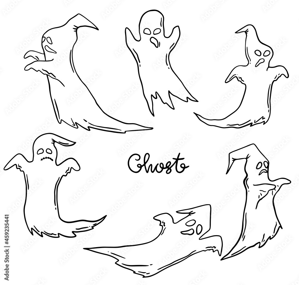 Ghost character. Halloween scary ghostly monster, dead boo spook and ...