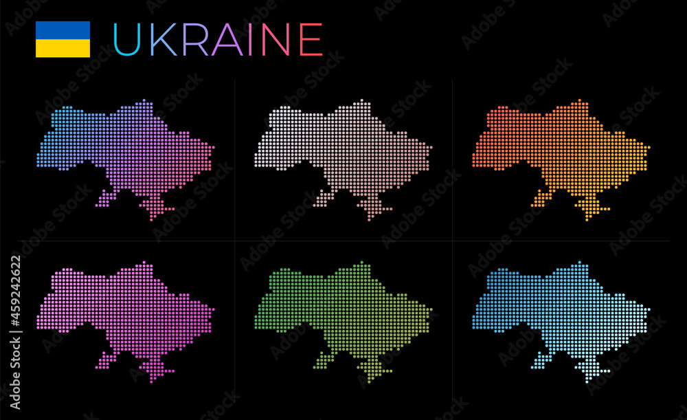 Ukraine dotted map set. Map of Ukraine in dotted style. Borders of the ...