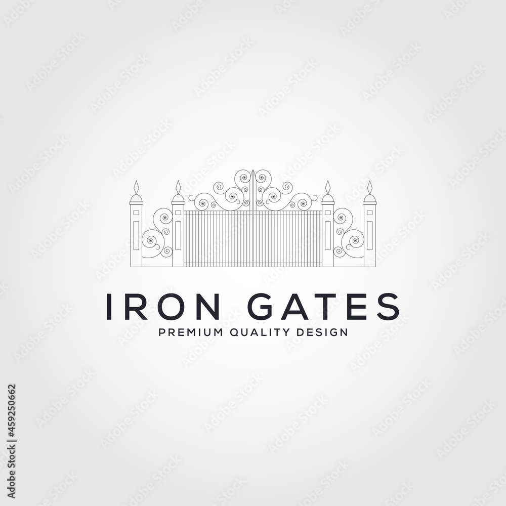 iron gate line logo vector symbol illustration design, minimal logo ...