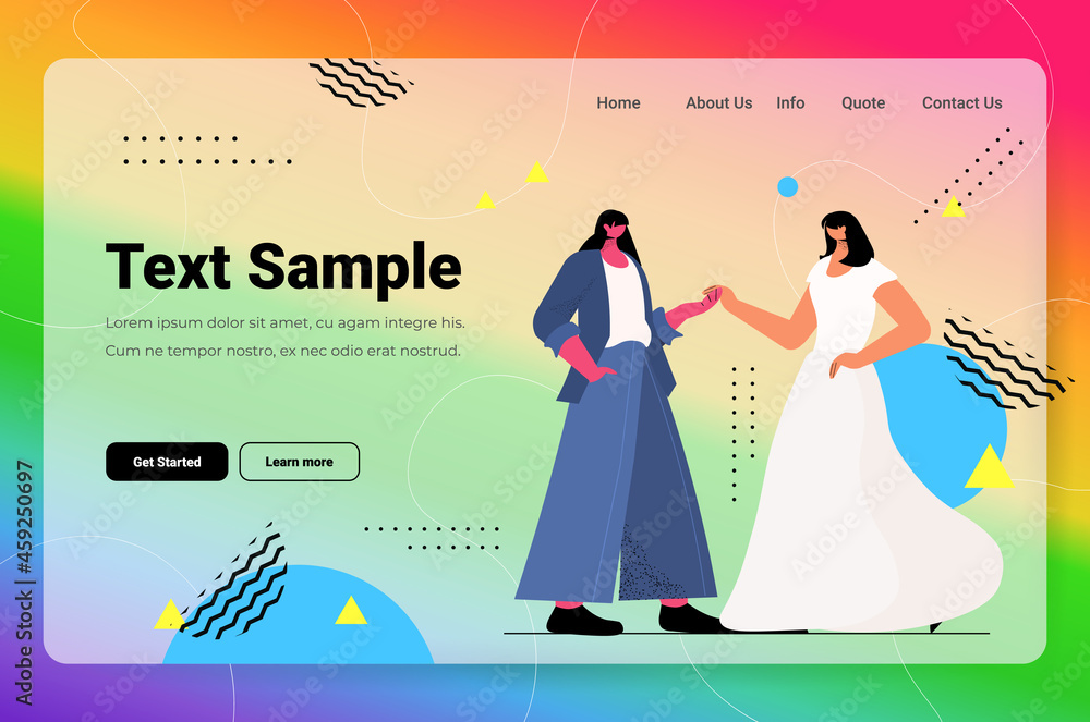 newlywed lesbian couple standing together transgender love LGBT ...