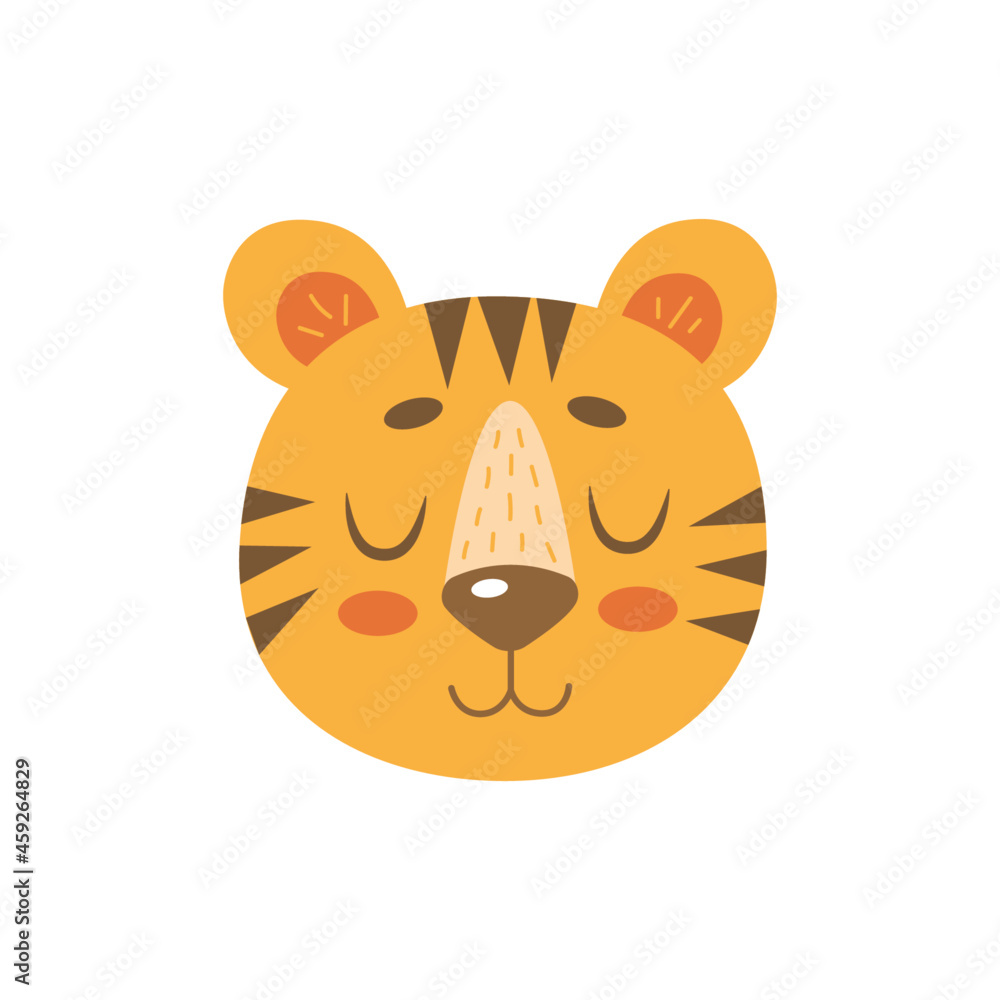 Cute cartoon vector tiger isolated clipart. Wild animal illustration ...