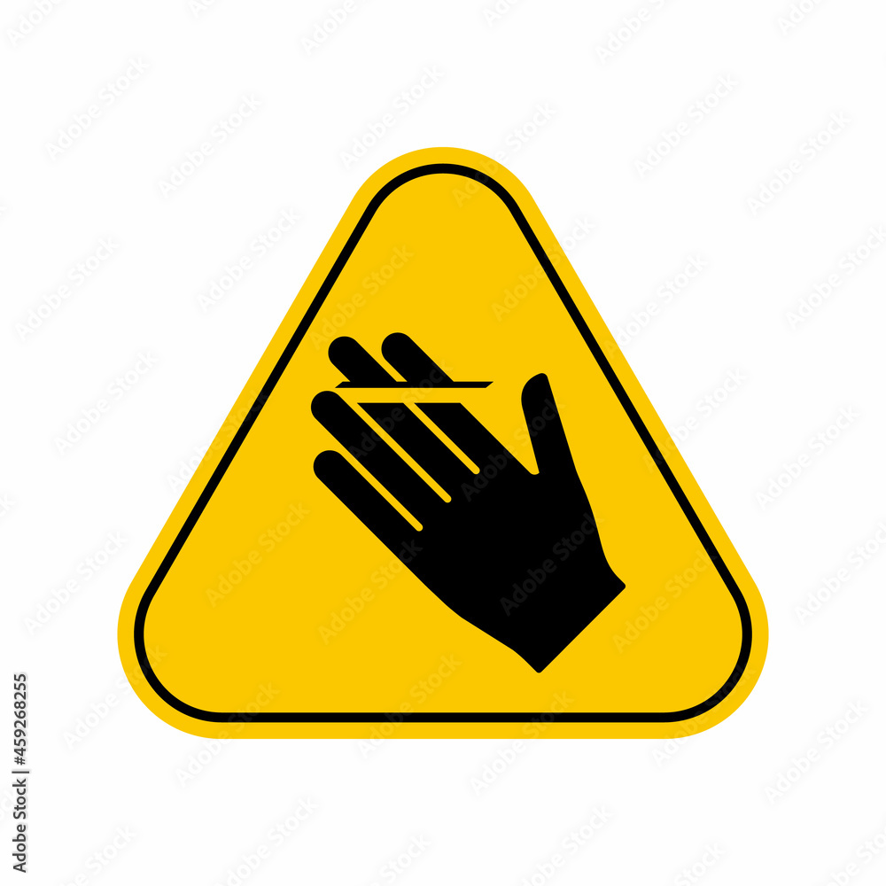 Cutting risk symbol. Cutting of Fingers or Hand Sign. ISO Triangle ...