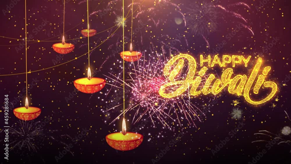 4K Happy diwali Hindu traditional diya oil lamp Loop background. Diya ...