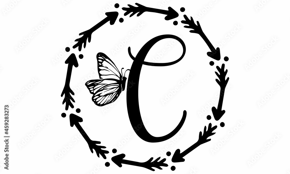 Butterfly Alphabet C SVG Design | Typography | Alphabet SVG Cut Files ...