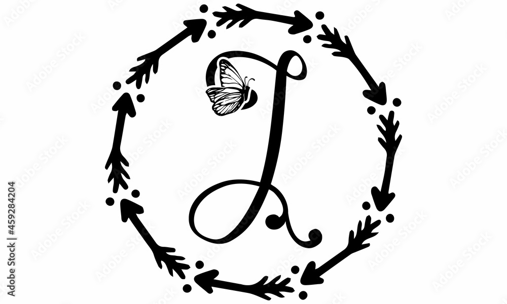 Butterfly Alphabet J SVG Design | Typography | Alphabet SVG Cut Files ...