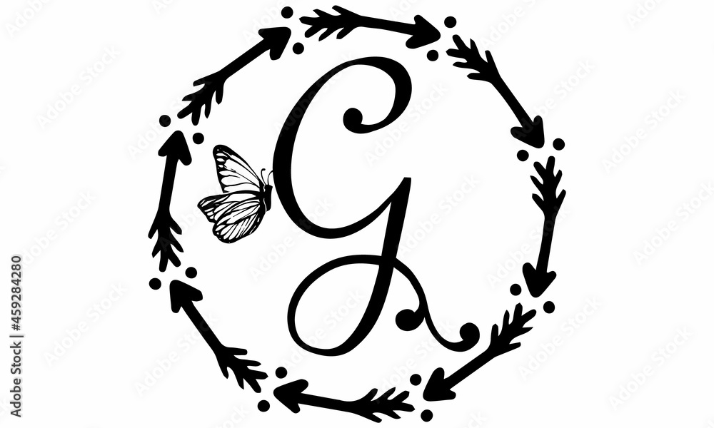 Butterfly Alphabet G SVG Design | Typography | Alphabet SVG Cut Files ...