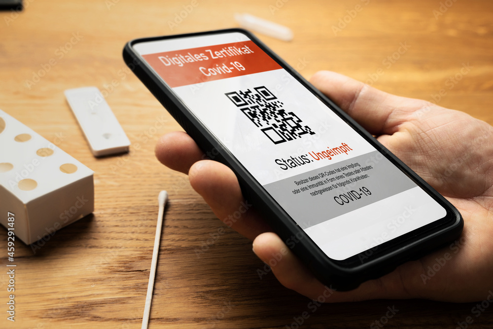 Smartphone with a Digital Covid-19 Certificate, Vaccinated ...
