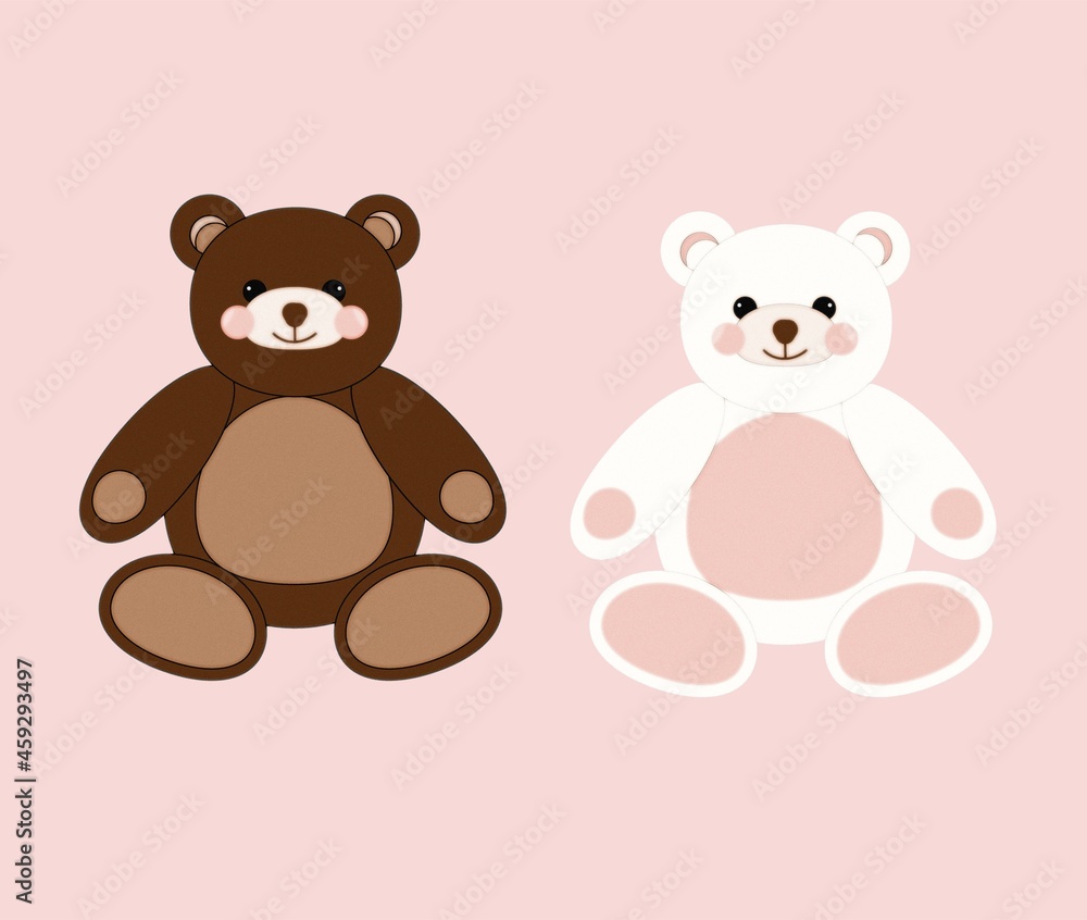 Teddy bear. Soft toy. Vector illustration. Whute teddy bear. Brown ...