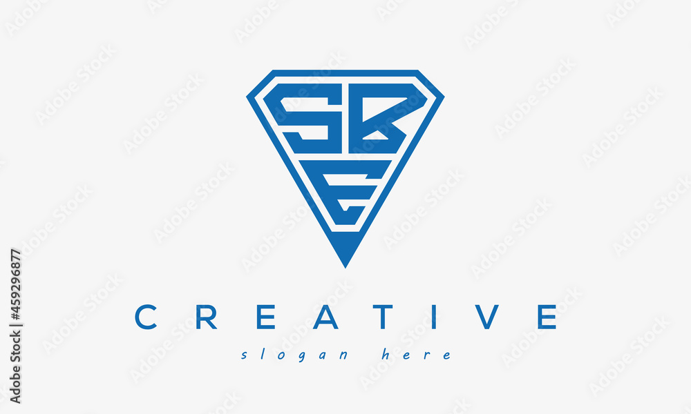 Vetor de initial letters logo SBE black monogram diamond pentagon shape ...