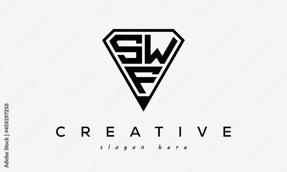 initial letters logo SWF black monogram diamond pentagon shape with ...